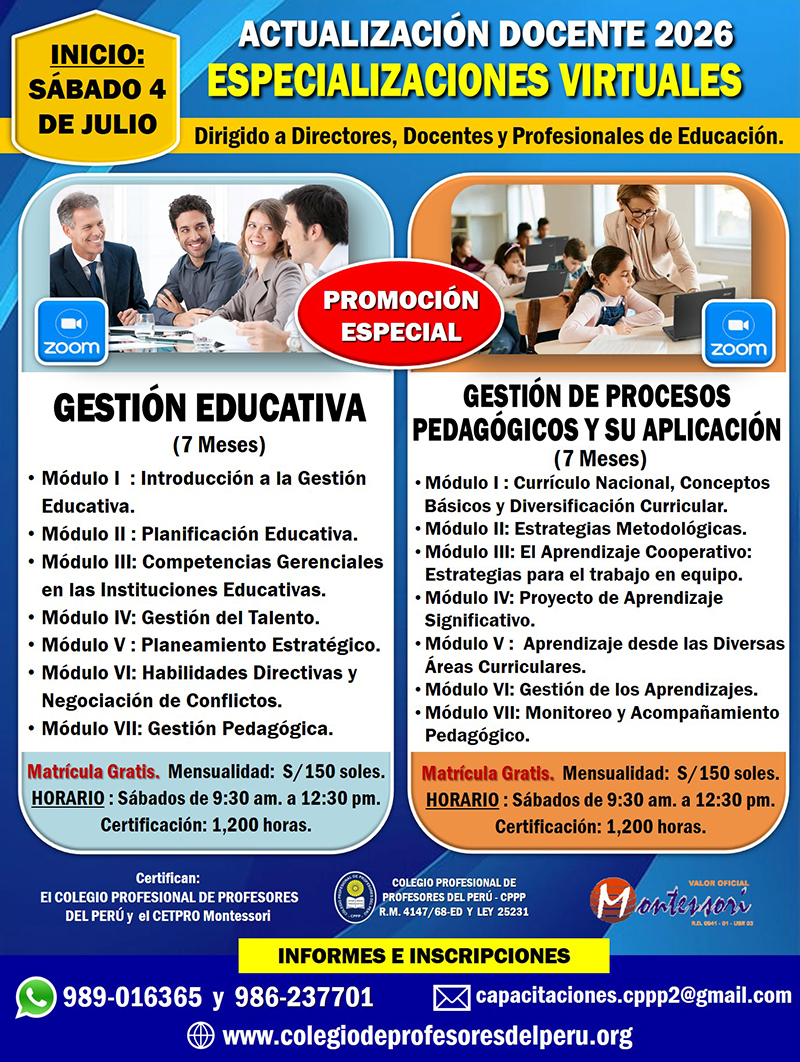 CURSOS Y ESPECIALIZACIONES DE ACTUALIZACIÓN DOCENTE - COLEGIO ...